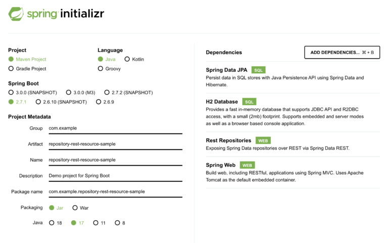 Spring Boot @RepositoryRestResource で CRUD の自動作成